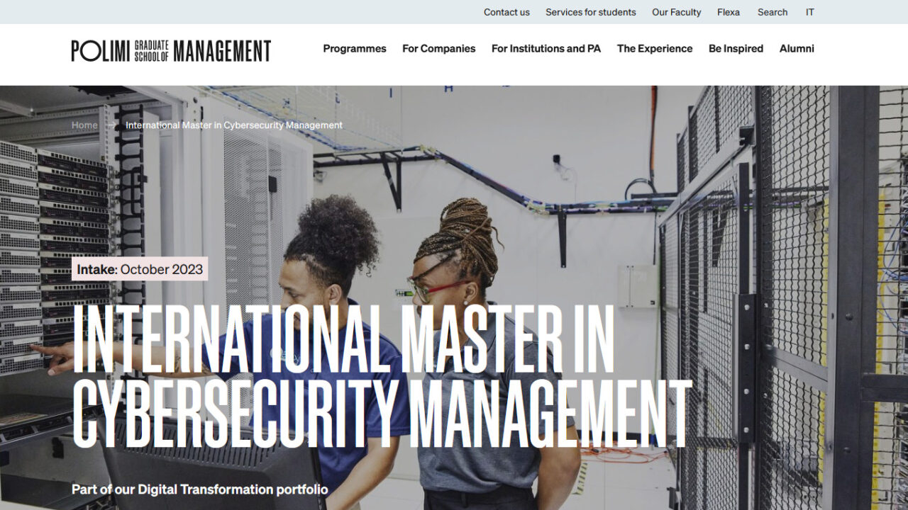 Polimi: International Master in Cybersecurity Management - Cyber ...